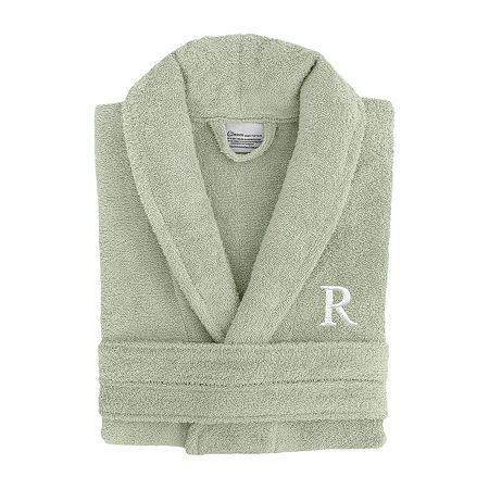Linum Home Bookman Font 100 Turkish Cotton Unisex Terry Bathrobe - Green R