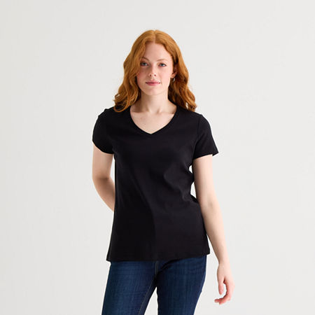 Click here for St. Johns Bay Womens V Neck Short Sleeve T-Shirt... prices