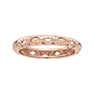 Personally Stackable 18K Rose Gold Over Sterling Silver Carved ...