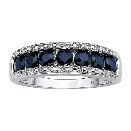 Click here for Womens 2MM Diamond Accent Genuine Blue Sapphire Pl... prices