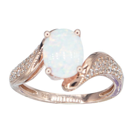 Click here for Womens Lab Created White Opal 14K Rose Gold Over S... prices