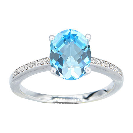 Click here for Womens Genuine Blue Topaz Sterling Silver Halo Coc... prices