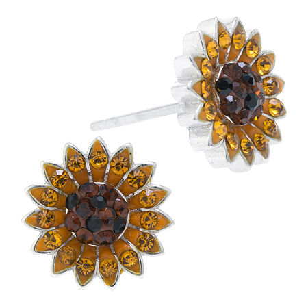 Sunflower Stud Earrings In Sterling Silver - Gold