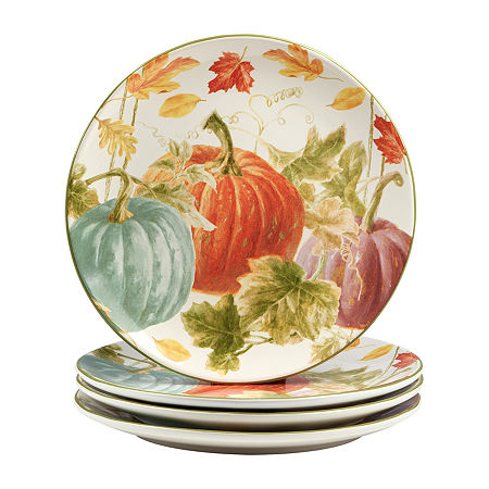 Certified International Autumn Harvest Dinner Plate  Set of 4 - Orange