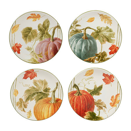 Certified International Autumn Harvest Dessert Plate  Set of 4 - Orange