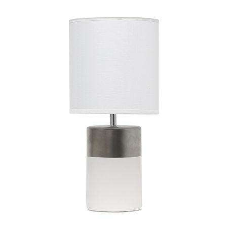 Simple Designs Two Toned Basics Table Lamp - Off White and Silver-Tone