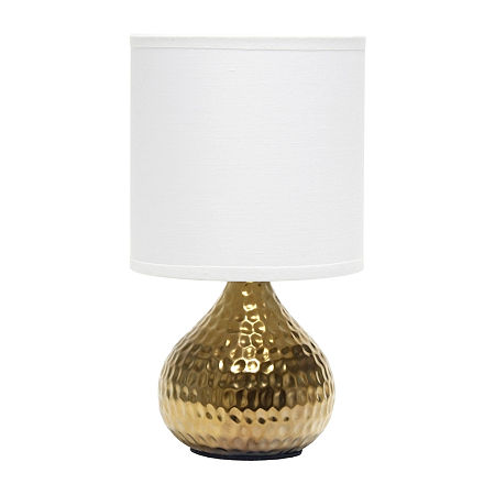 Simple Designs Hammered Drip Mini Table Lamp - Gold-White