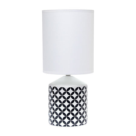 Simple Designs Black Coin Fresh Prints Ceramic Base Table Lamp