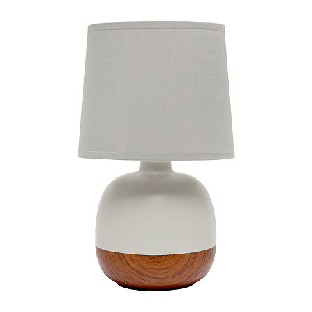 Simple Designs Petite Mid Century Table Lamp - Dark Wood with Light Gray