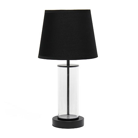 Simple Designs Encased Metal and Clear Glass Table Lamp - Black  Clear Glass with Black Shade