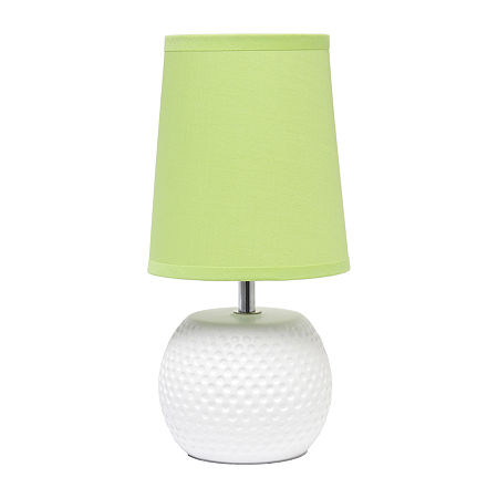 Simple Designs Studded Texture Table Lamp - White with Green Shade