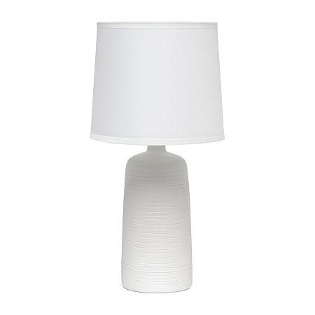 Simple Designs Textured Linear Table Lamp - White with Off White Shade