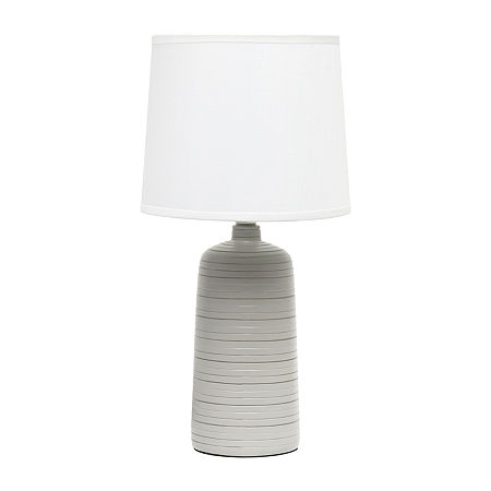 Simple Designs Textured Linear Table Lamp - White with Taupe Shade