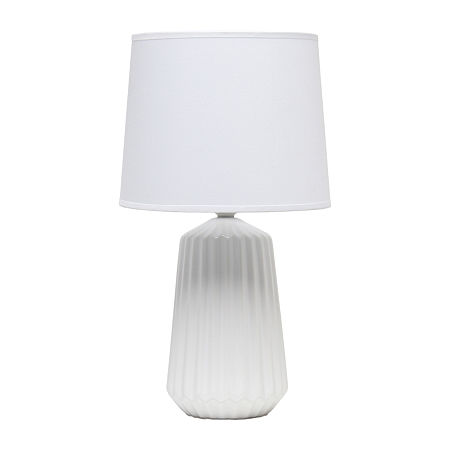 Simple Designs Pleated Base Table Lamp - Off White