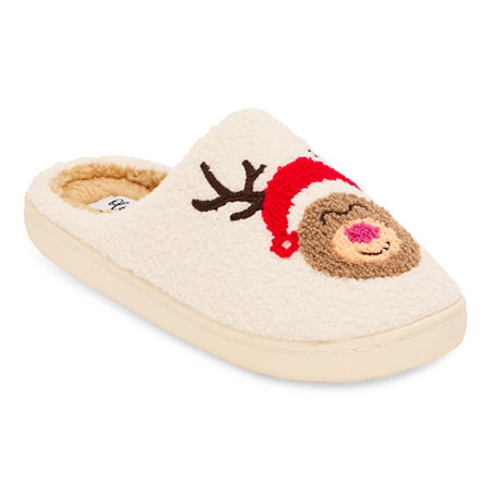 Click here for Olivia Miller Holiday Reindeer Scuff Womens Slip-O... prices