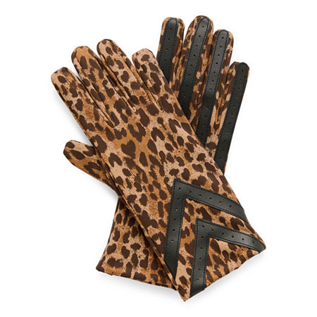 Isotoner Smartdri Spandex 3 Btl With Chevron Appliquest At Wrist 1 Pair Gloves  Small-medium  Brown