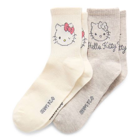 Click here for Ribbed Womens 2 Pair Hello Kitty Crew Socks  9-11... prices