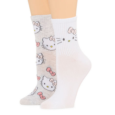 Click here for Ribbed Womens 2 Pair Hello Kitty Crew Socks  9-11... prices