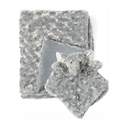 Tendertyme Baby Boys or Baby Girls Curly Plush Blanket  2 Piece Set - Plush Gray