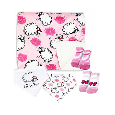 Click here for Baby Mode Baby Girls Minky Blanket  Bibs and Socks... prices