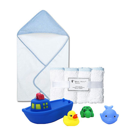 Baby Mode Signature Baby Boys Bath Towel  Washcloth  and Toys  9 Piece Set - Blue