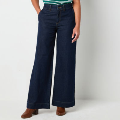 Liz Claiborne Loose Fit Wide Leg Trouser, Color: Lexington Wash - JCPenney