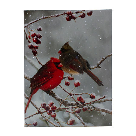 Click here for Northlight Lighted Red Cardinals And Berries Canva... prices