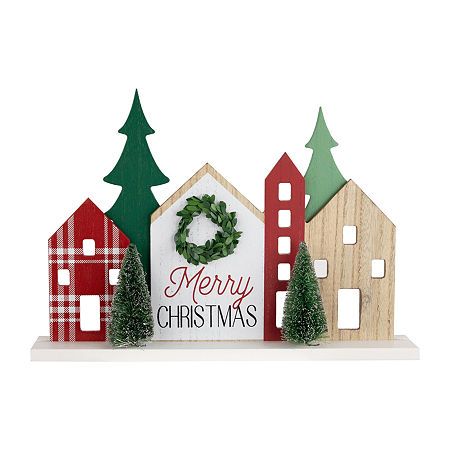 Click here for Northlight Wooden Merry Houses With Trees - 15in -... prices