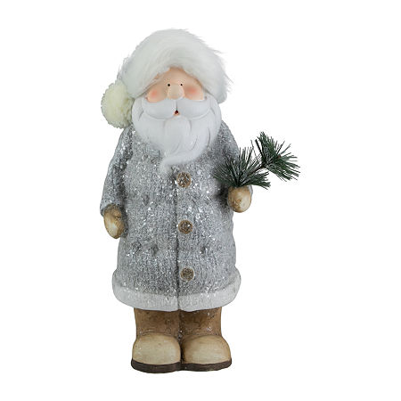Click here for Northlight Ceramic Santa Holding Pine Sprig - 18in... prices