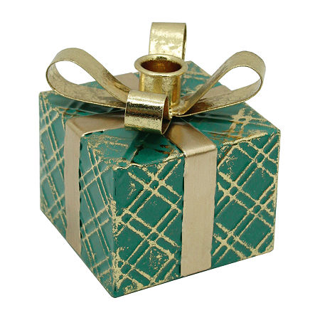 Click here for Northlight 4.5in Green Metal Gift Box Taper Candle... prices