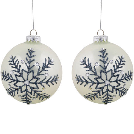 Click here for Northlight Set Of 2 Shiny Pearl White Glittered Sn... prices