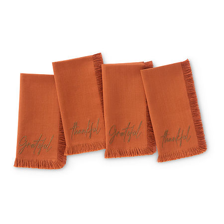 Click here for Elrene Fringed Harvest Sentiment Cotton Napkins  S... prices