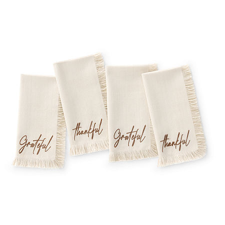 Click here for Elrene Fringed Harvest Sentiment Cotton Napkins  S... prices