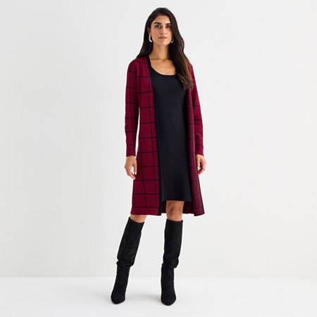 Click here for Studio 1 Womens Long Sleeve Windowpane Midi Faux-J... prices