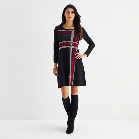 Click here for Studio 1 Womens 3/4 Sleeve Plaid Sweater Dress  La... prices