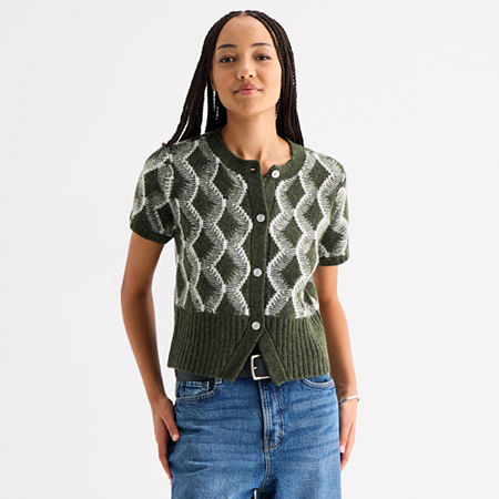 Click here for a.n.a Womens Crew Neck Short Sleeve Button Geometr... prices