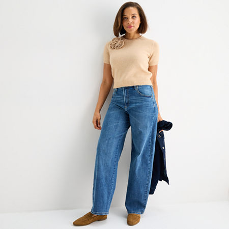 Click here for Liz Claiborne Sara Womens High Rise Wide Leg Jean... prices