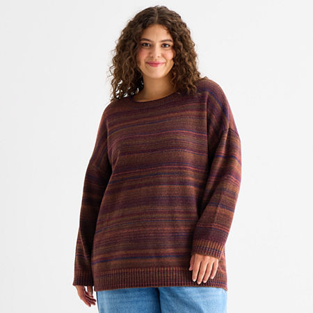 Click here for a.n.a Plus Womens Crew Neck Long Sleeve Striped Pu... prices