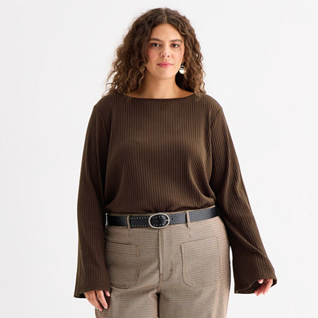 Click here for a.n.a Womens Plus Boat Neck Long Sleeve T-Shirt  0... prices