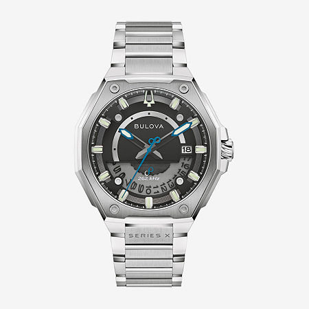 Bulova Mens Luxury Series X Hpq Precisionist Silver-Tone Stainless Steel Bracelet Watch 42mm - Silver-tone