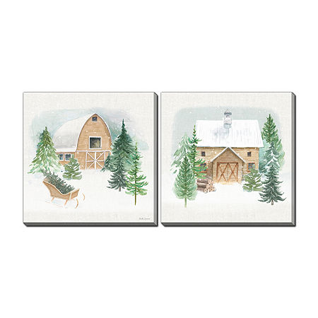 Click here for Streamline Art Winter Barn Set Canvas Art  One Siz... prices