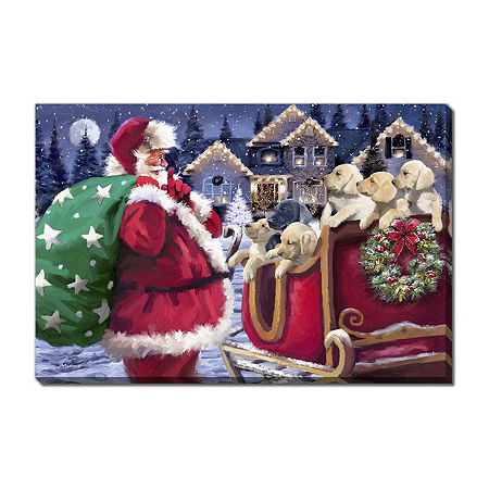 Click here for Streamline Art Puppy Sleigh Canvas Art  One Size... prices