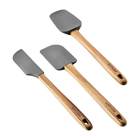 Anolon 3-Piece Silicone Teak Handled Spatula Set - Gray