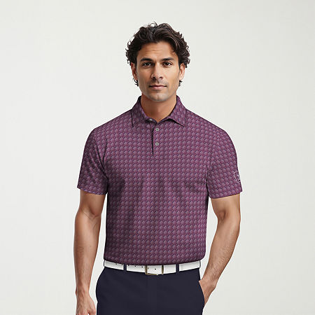 Pga Tour Mens All-Over Geometrical Polo Shirt - Dark Purple