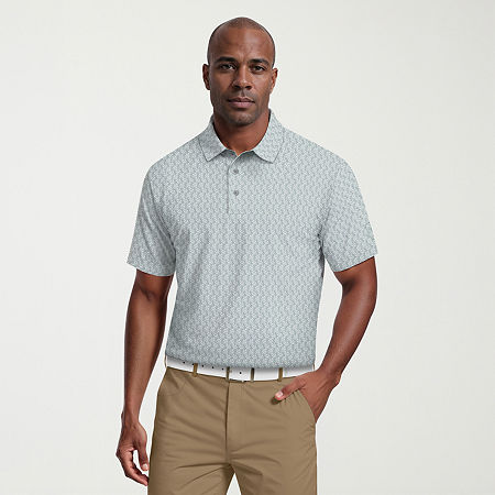 Pga Tour Mens All-Over Micro Jacquard Short-Sleeve Golf Polo Shirt - Brittany Blue