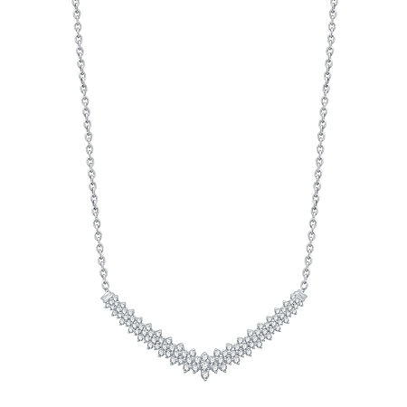 Click here for Womens White Diamond 10K White Gold 17 Inch Chevro... prices