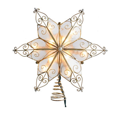 Kurt Adler 10-Light 6-Point Capiz Star Treetop Christmas Tree Topper ...