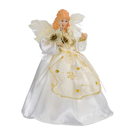 Kurt S. Adler 10-Light 9-Inch Gold & Ivory Angel Tree Topper