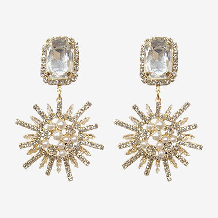 Click here for Bijoux Bar Gold Tone Womens Crystal Drop Earrings... prices