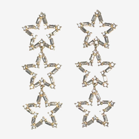 Click here for Bijoux Bar Gold Tone Womens Crystal Star Drop Earr... prices